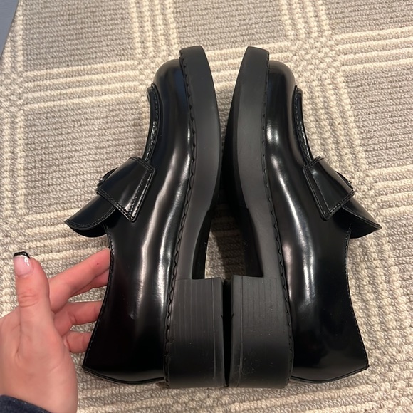 Prada | Shoes | Prada Chocolate Brushed Leather Loafers In Black | Poshmark